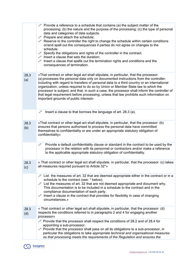 Overview of Mandatory Content for Processing Contracts (GDPR) | PDF
