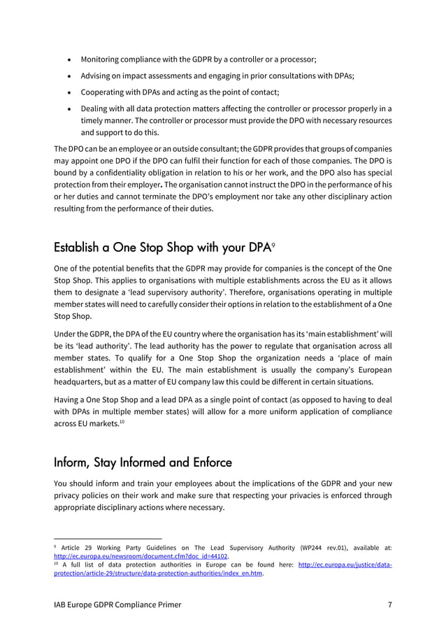 IAB Europe's GDPR Compliance Primer | PDF