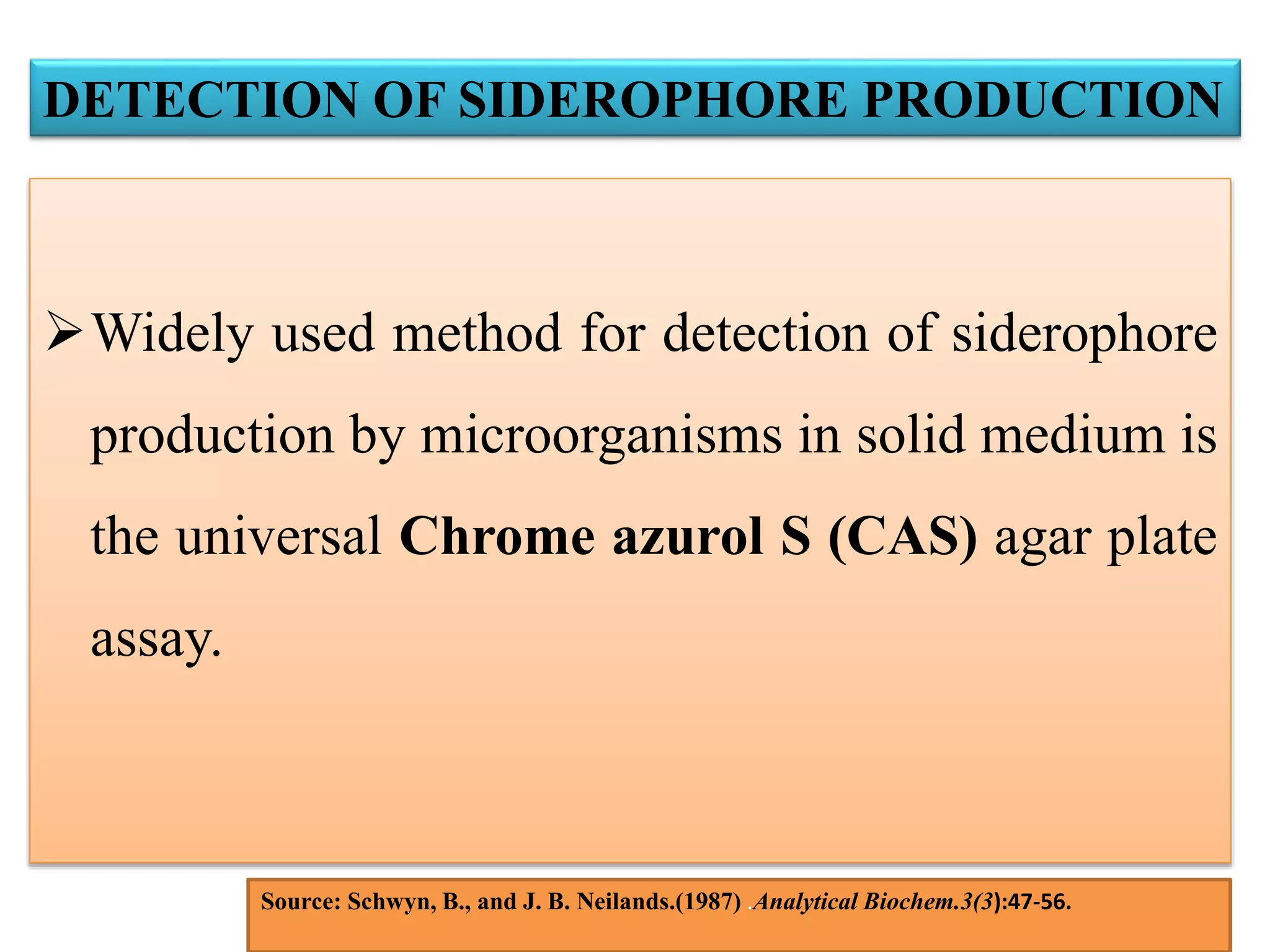 Siderophore: Secretion of Bacteria as a Chelating Agent | PPTX