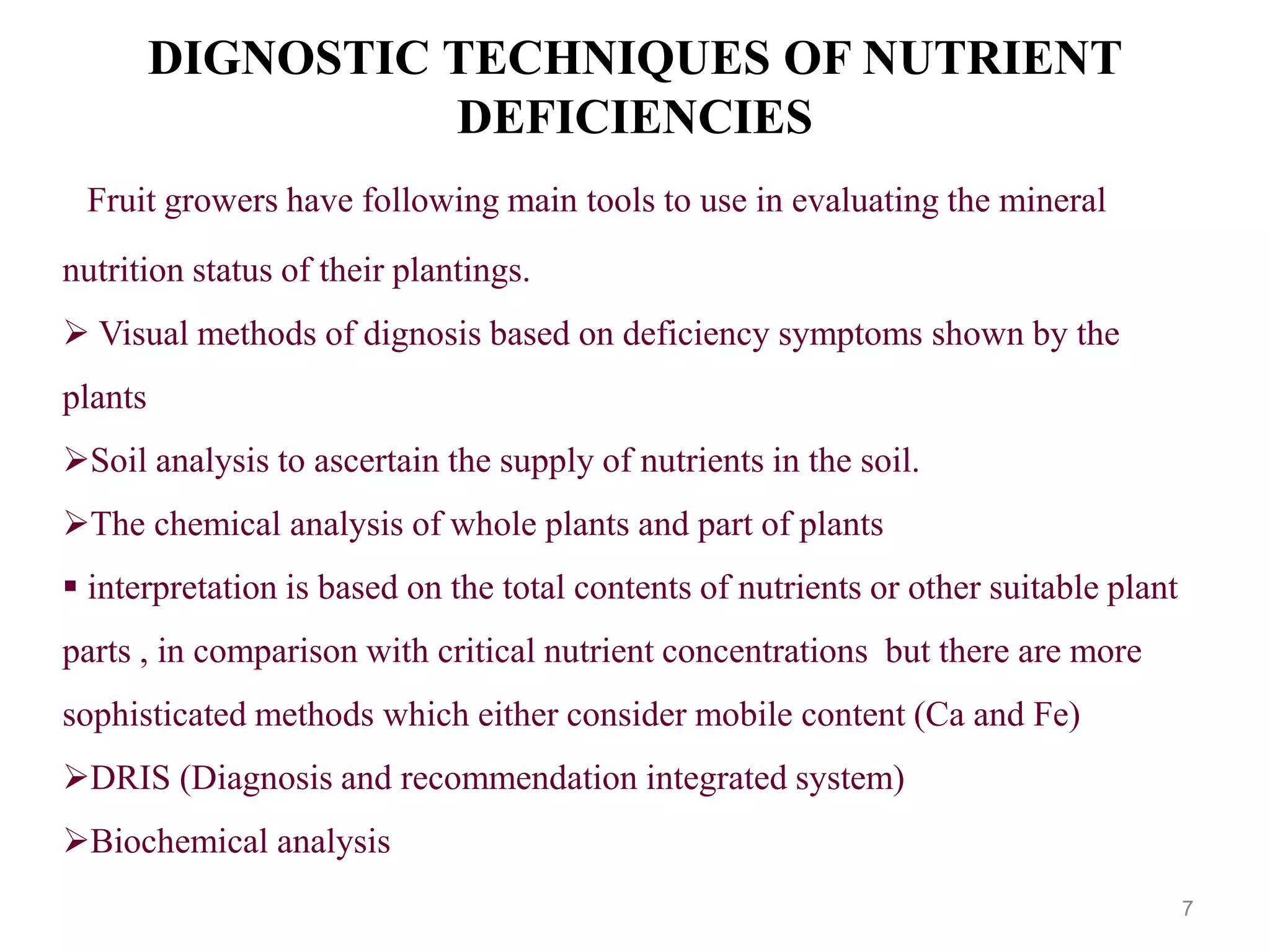 RECENT DIGNOSTIC TECHNIQUES AND AMELIORATIVE MEASURES OF NUTRIENTS ...