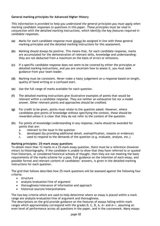 Advanced Higher History exam - 2017 (marking instructions) | PDF