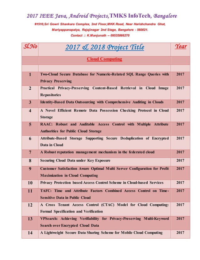 2017 and 2018 academic ieee projects list | PDF
