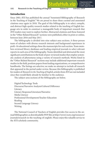 2017 Annotated Bibliography Of Research In The Teaching Of English | PDF