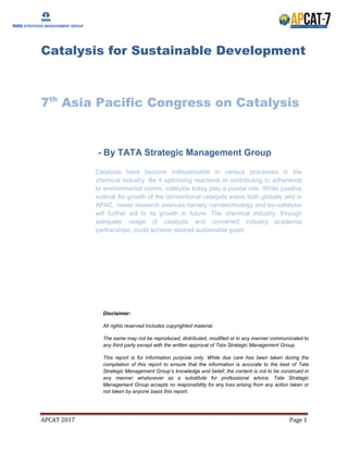 7th Asian Pacific Congress on Catalysis (APCAT), 2017: Catalysis for ...