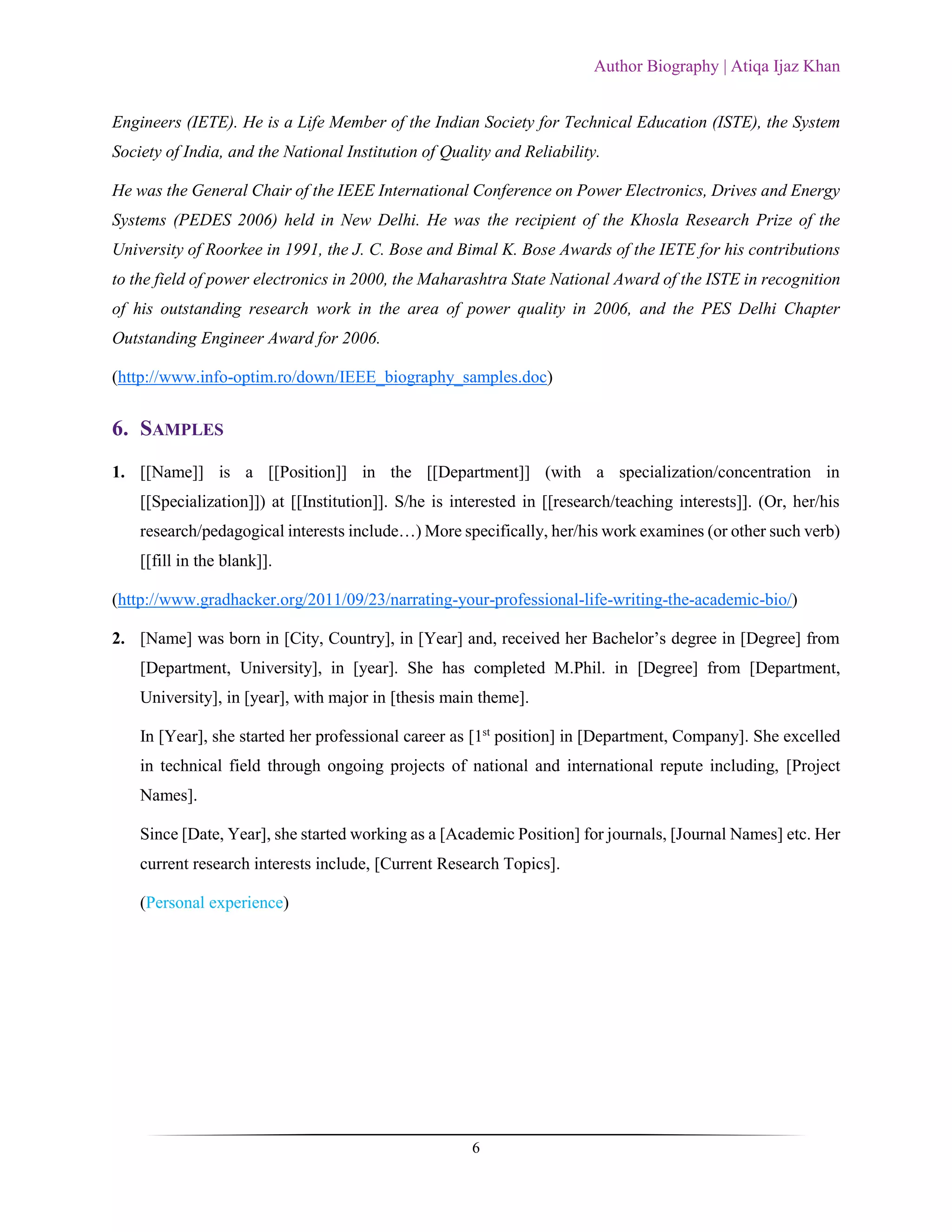 2017 How to write Author Biography for Journal | PDF