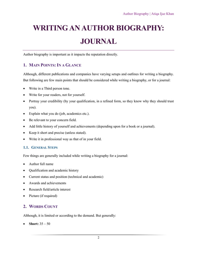 2017 How to write Author Biography for Journal | PDF