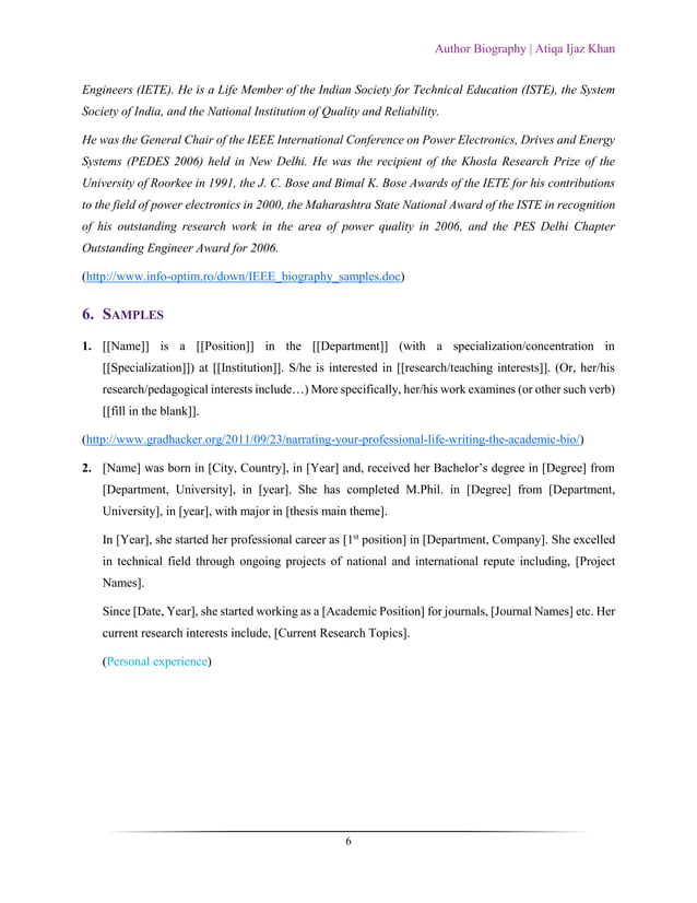 2017 How to write Author Biography for Journal | PDF