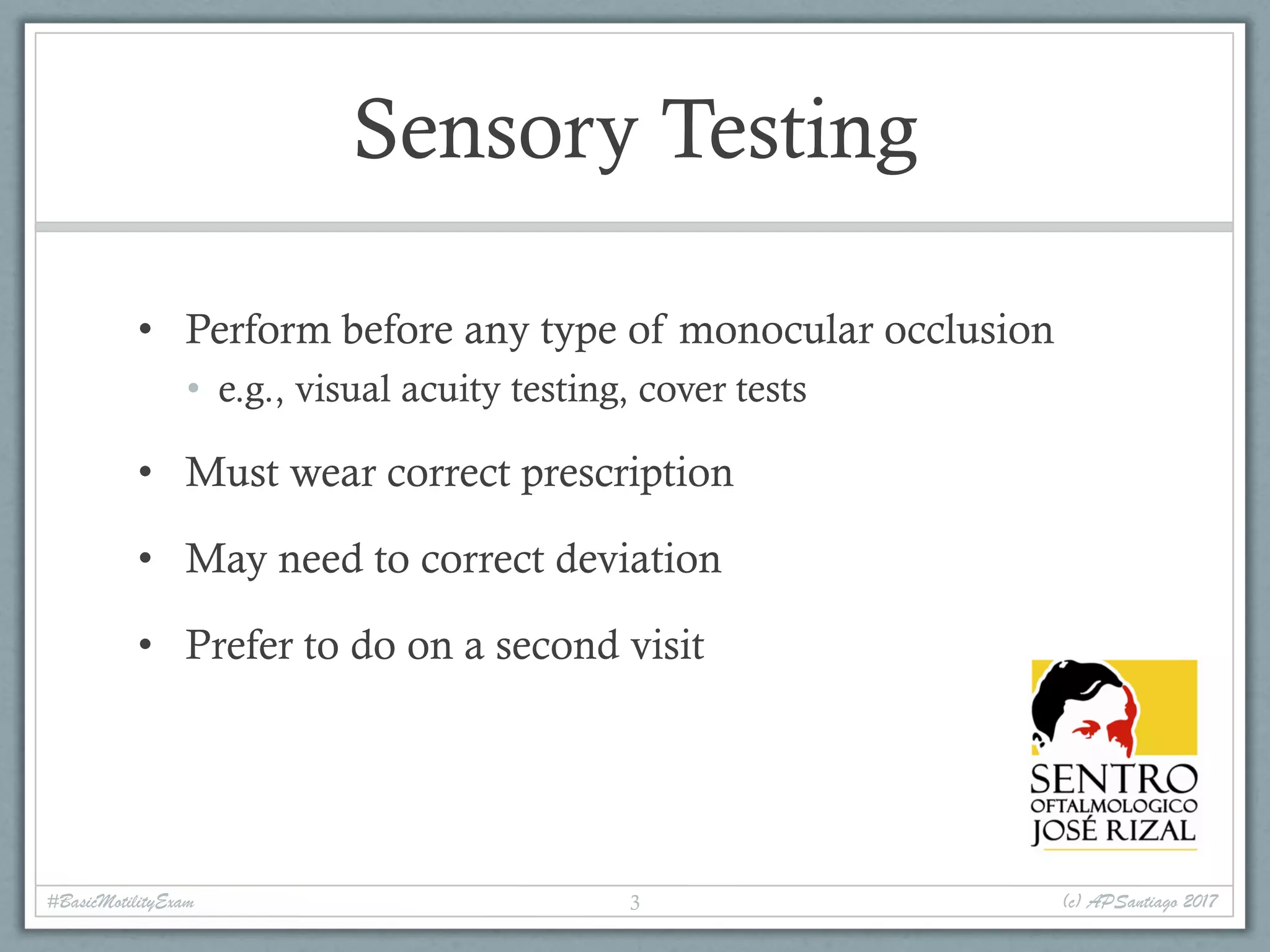 2017 Basic Motility Examination | PDF | Eye and Vision Conditions ...