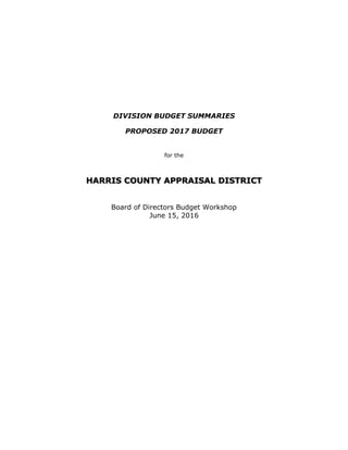 2017 budget division hcad | PDF