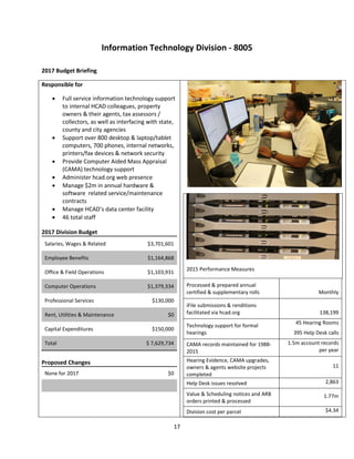 2017 budget division hcad | PDF