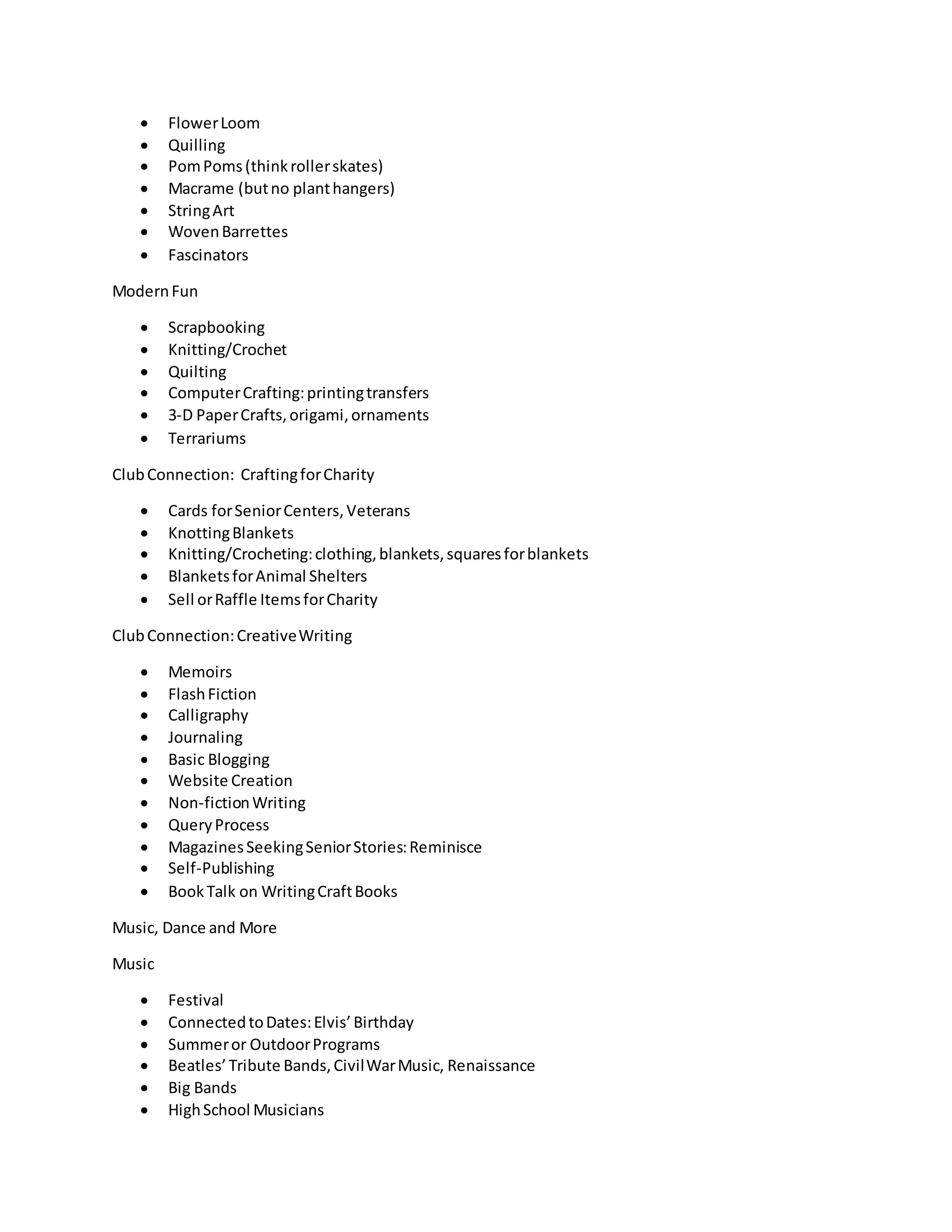 Building Great Programs for Seniors: Presenter Ideas Outline (May 2017 ...