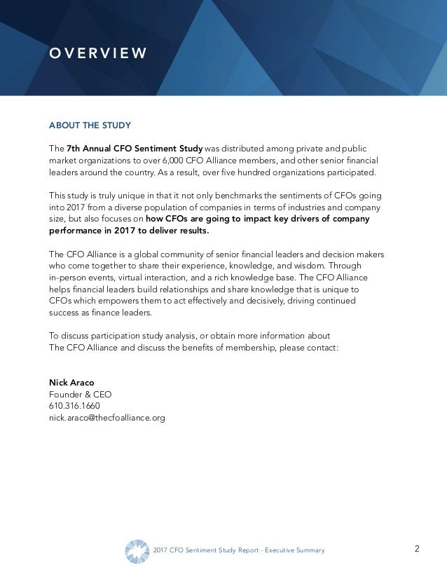 2017 CFO Sentiment Study Executive Summary