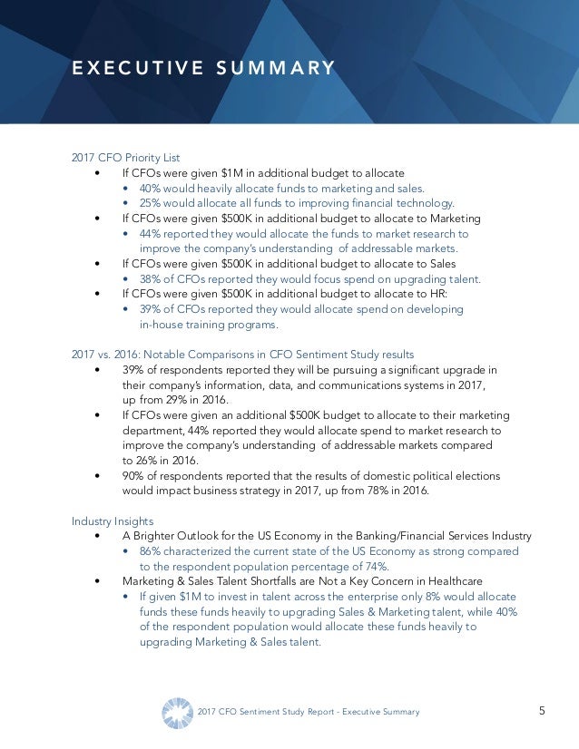 2017 CFO Sentiment Study Executive Summary