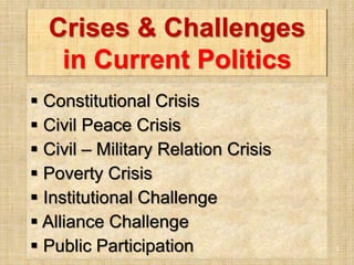 Crises and Challenges in Myanmar's Current Political Situation | PPTX