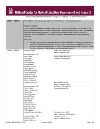 2017 CoP conference program distribution | PDF