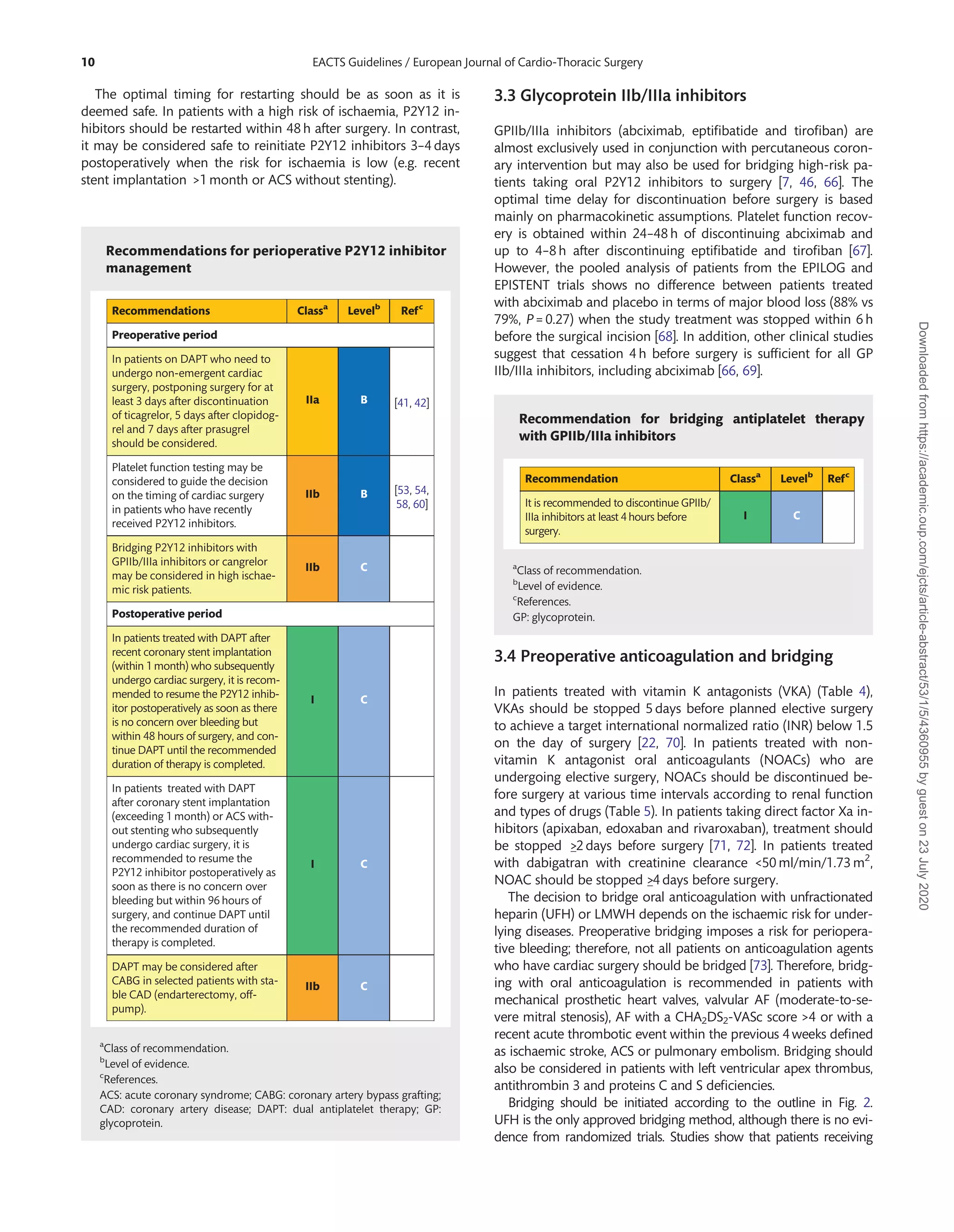 2017 eacts guidelines on perioperative medication in adult cardiac ...