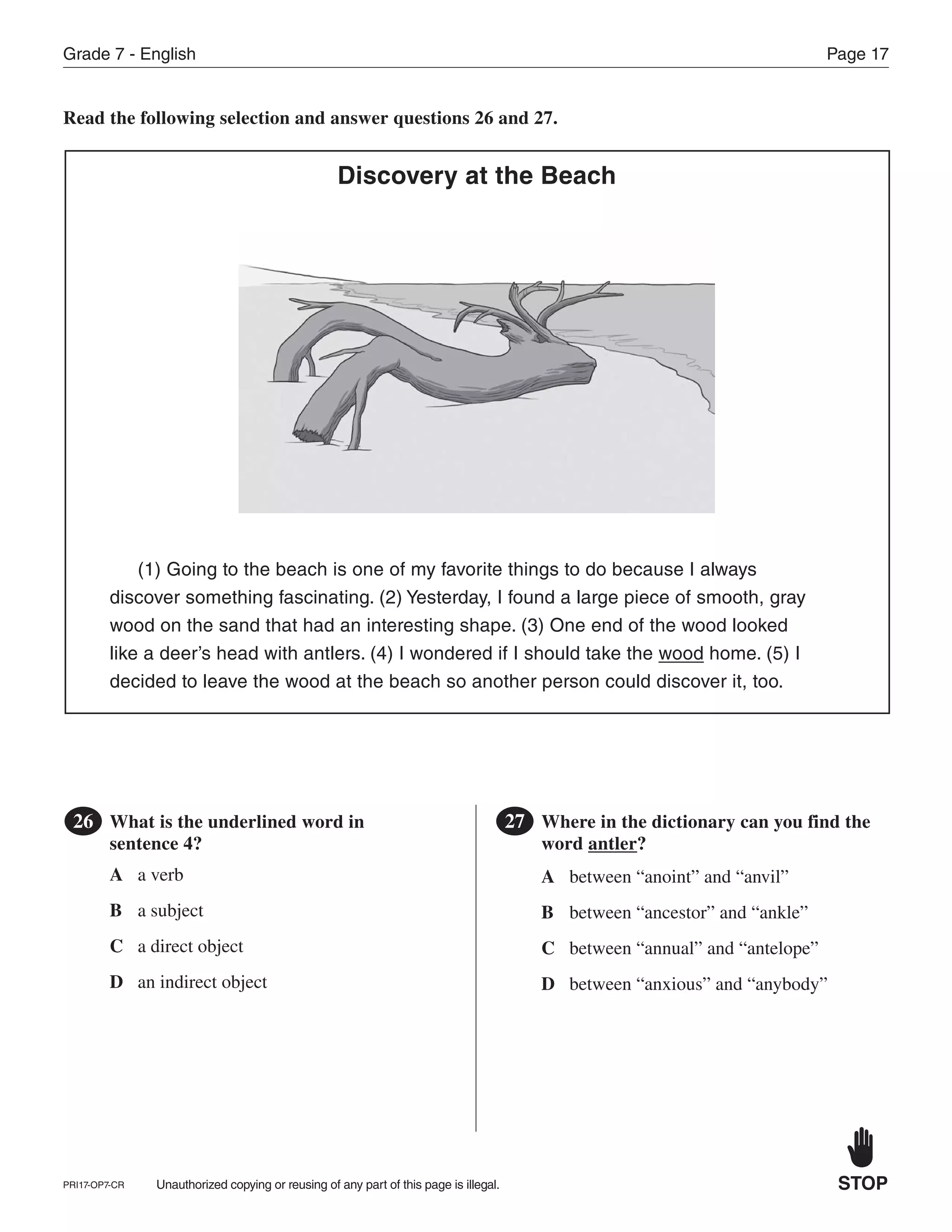 Ejercicios de práctica inglés 7 - 2017 | PDF