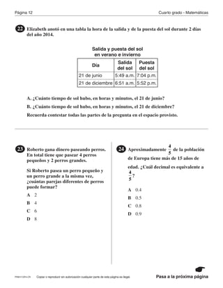 2017 ejercicios de practica matemáticas cuarto grado | PDF