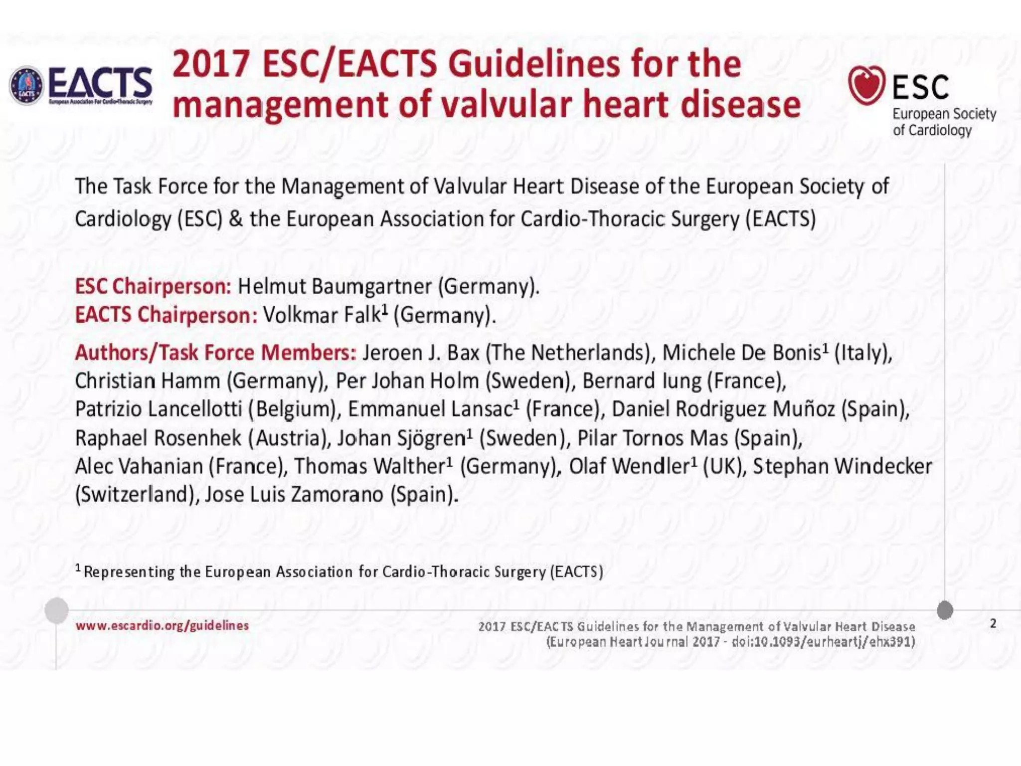 2017 esc eacts guidelines for the management of valvular heart disease | PPT