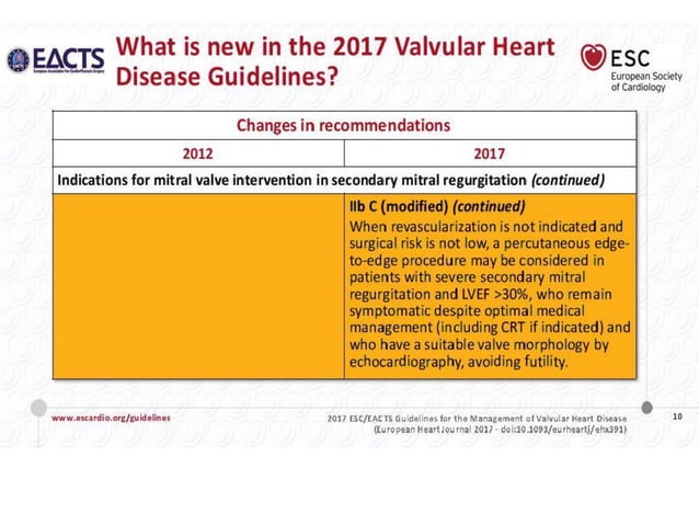 2017 esc eacts guidelines for the management of valvular heart disease | PPT