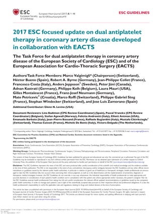 2017 esc focused update on dual antiplatelet therapy in coronary artery disease developed in ...