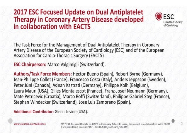 2017 esc focused update on dual antiplatelet therapy in coronary artery ...
