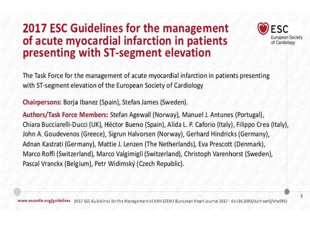 2017 esc guidelines for the management of acute myocardial infarction ...