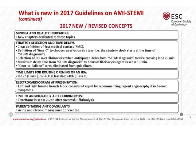 2017 esc guidelines for the management of acute myocardial infarction ...