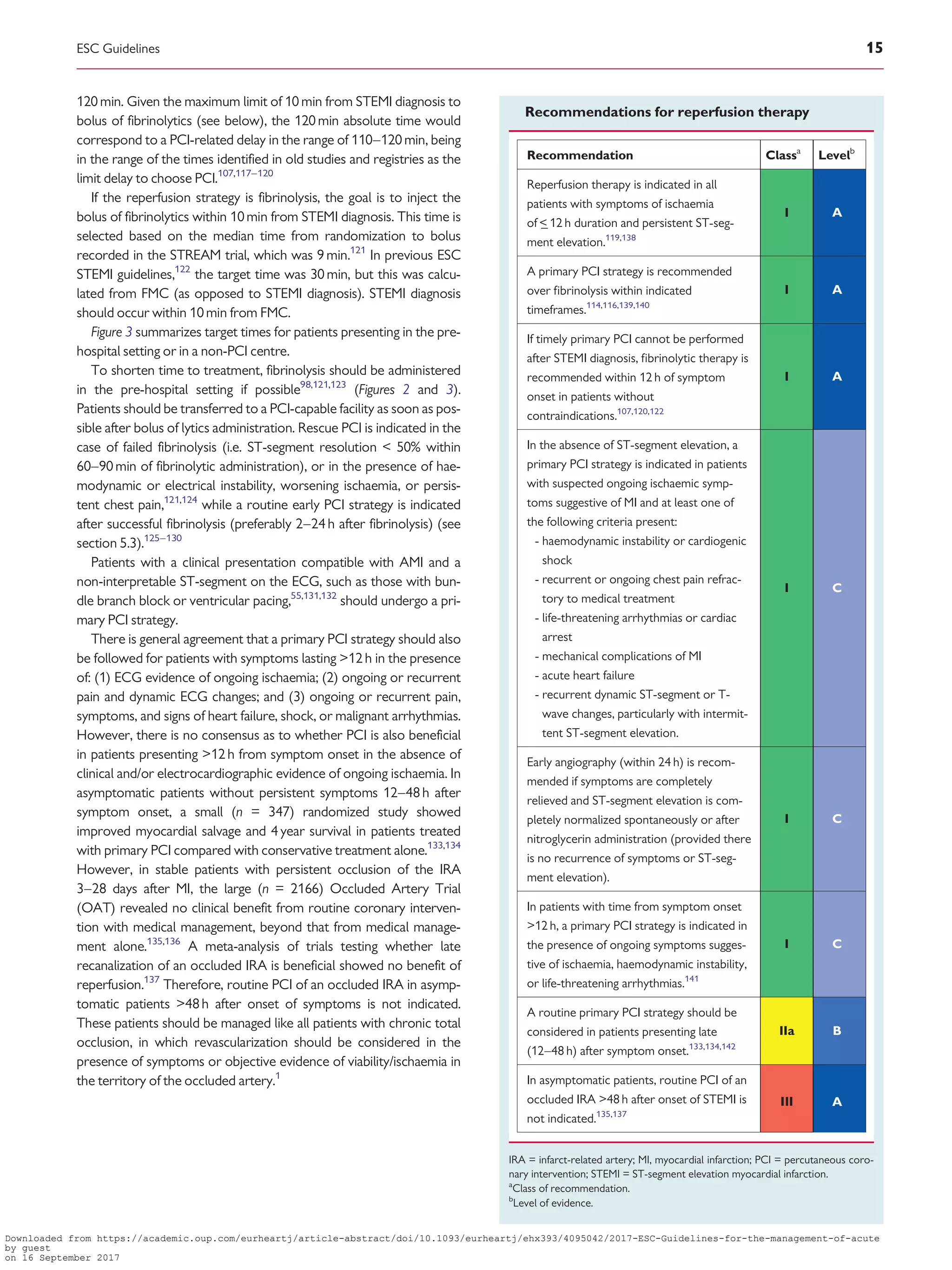 2017 esc guidelines for the management of acute myocardial infarction ...
