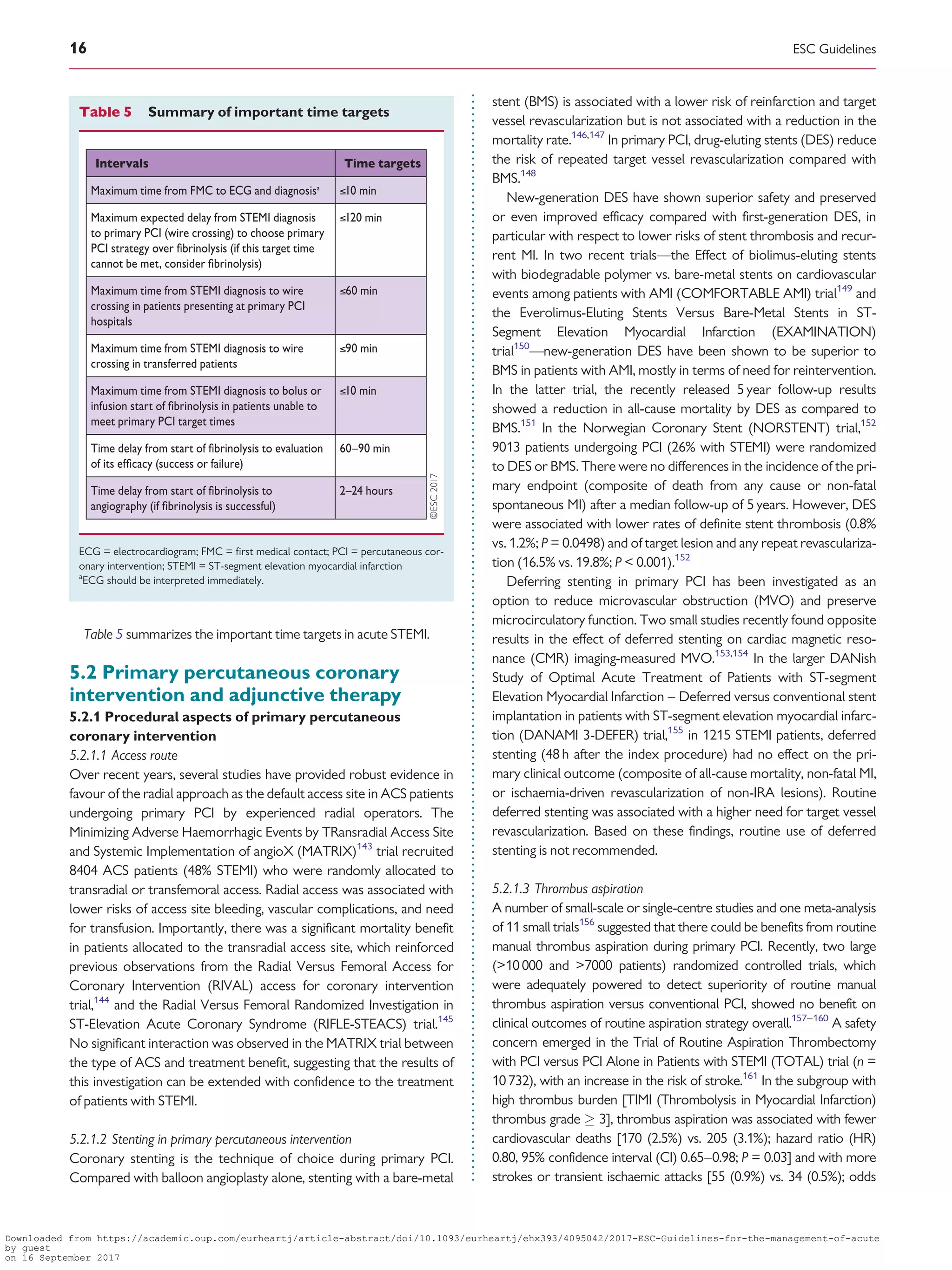 2017 esc guidelines for the management of acute myocardial infarction ...
