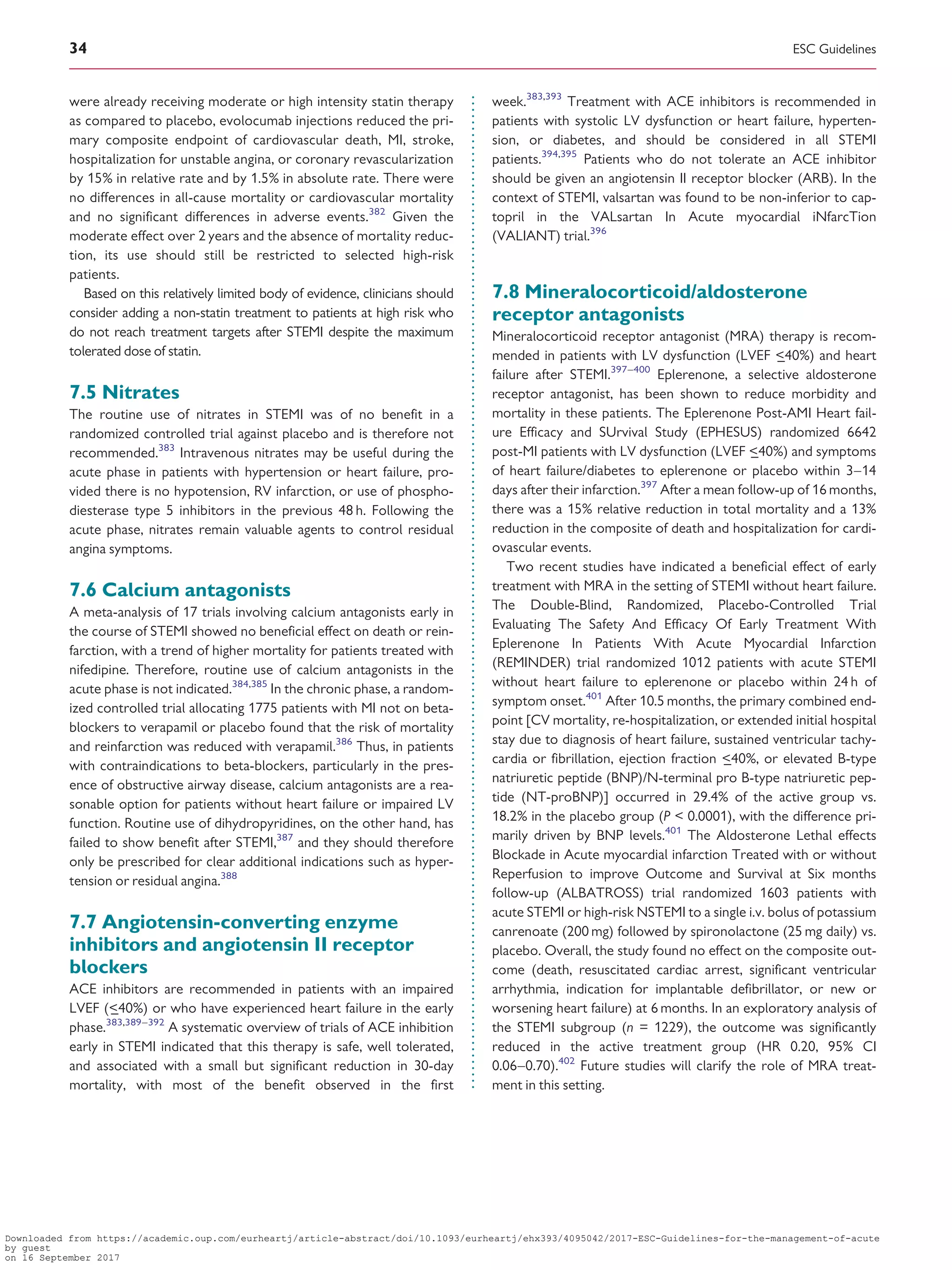 2017 esc guidelines for the management of acute myocardial infarction ...
