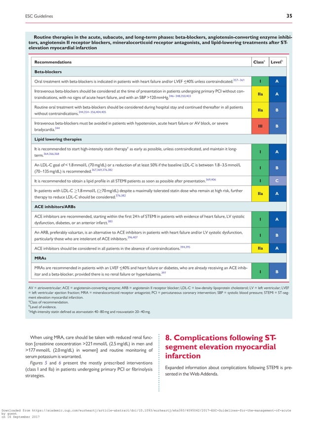 2017 esc guidelines for the management of acute myocardial infarction ...