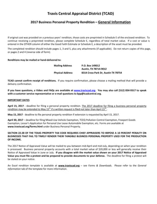 2017 General Rendition Information - TCAD | PDF