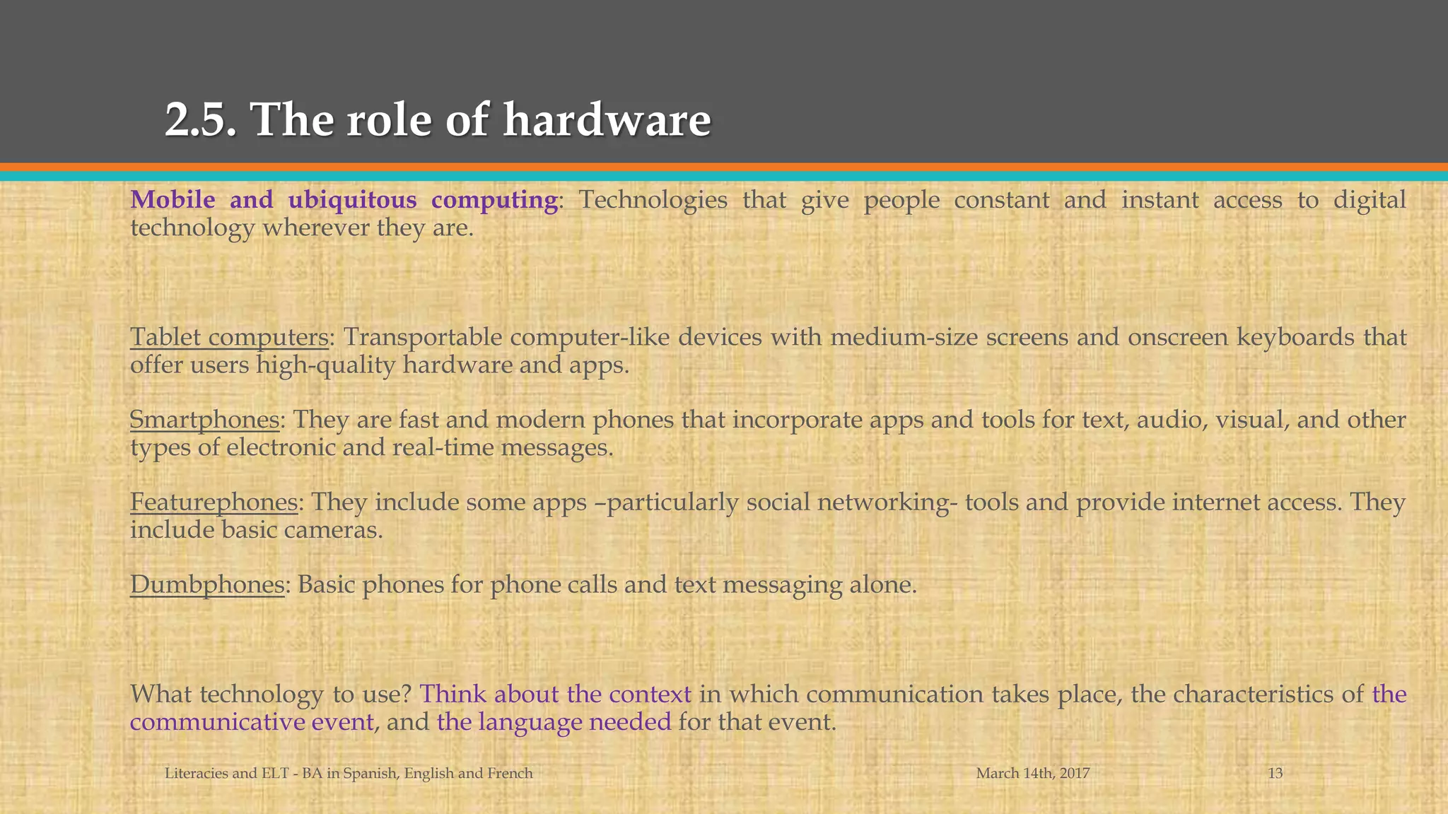 Learning, communication and teachers using technology in ELT | PPTX