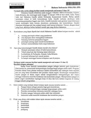 Soal Ujian Nasional (UN) Bahasa Indonesia | PDF