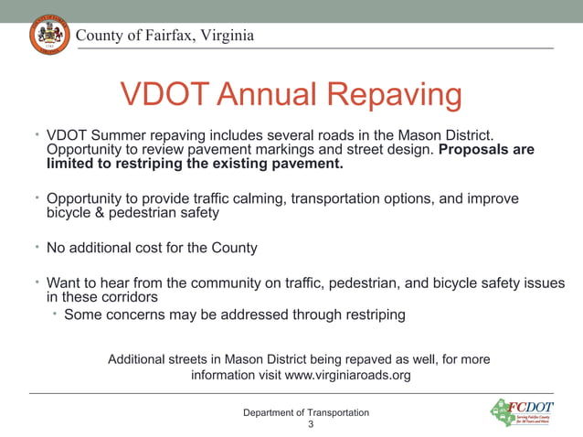 Mason District 2017 VDOT Repaving: Complete Streets-Improving Bicycle ...
