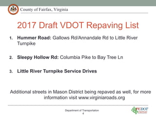 Mason District 2017 VDOT Repaving: Complete Streets-Improving Bicycle ...