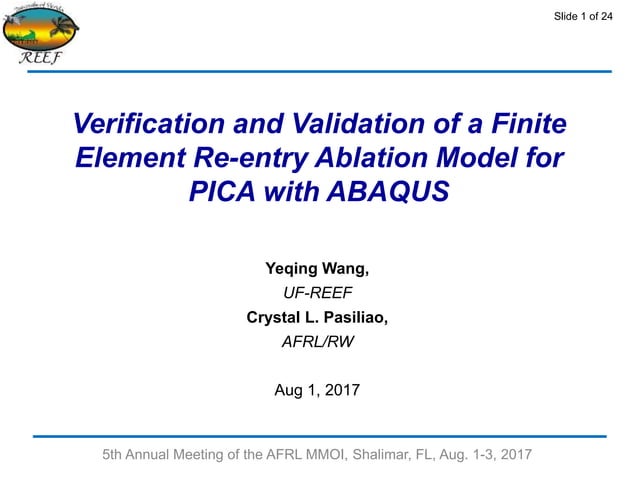 Verification and Validation of a Finite Element Re-entry Ablation Model ...