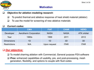 Verification and Validation of a Finite Element Re-entry Ablation Model for PICA with ABAQUS ...