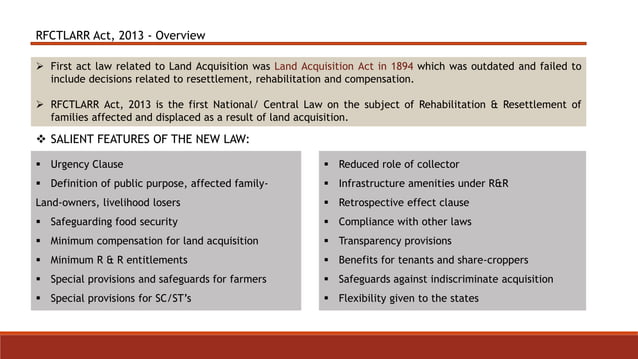 Right to fair compensation and Transparency in Land Acquisition ...