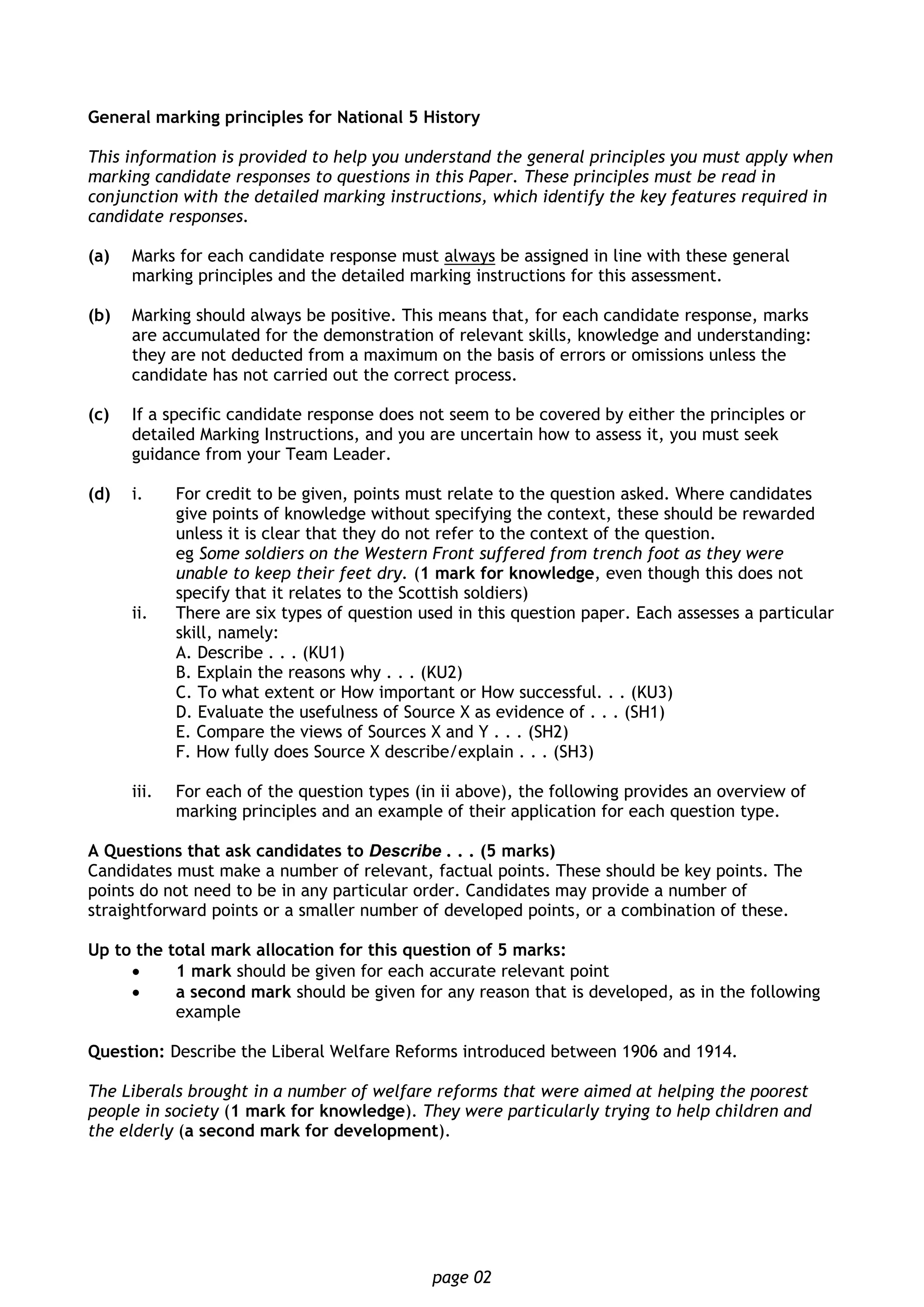 National 5 History exam - 2017 (marking instructions) | PDF