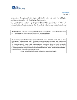 Revised: IRS Updates Employer Mandate and issues Form Letter 226J. See ...