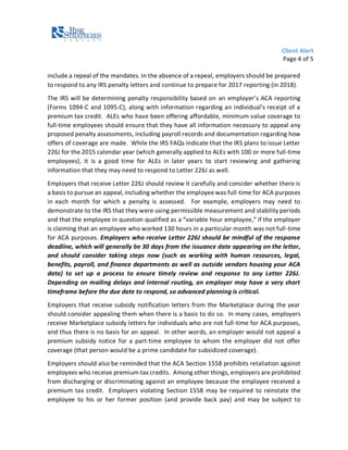 2017 November Client Alert Employer Mandate | PDF