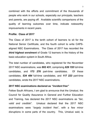 2017 NSC Examination Results (Abridged Version) | PDF