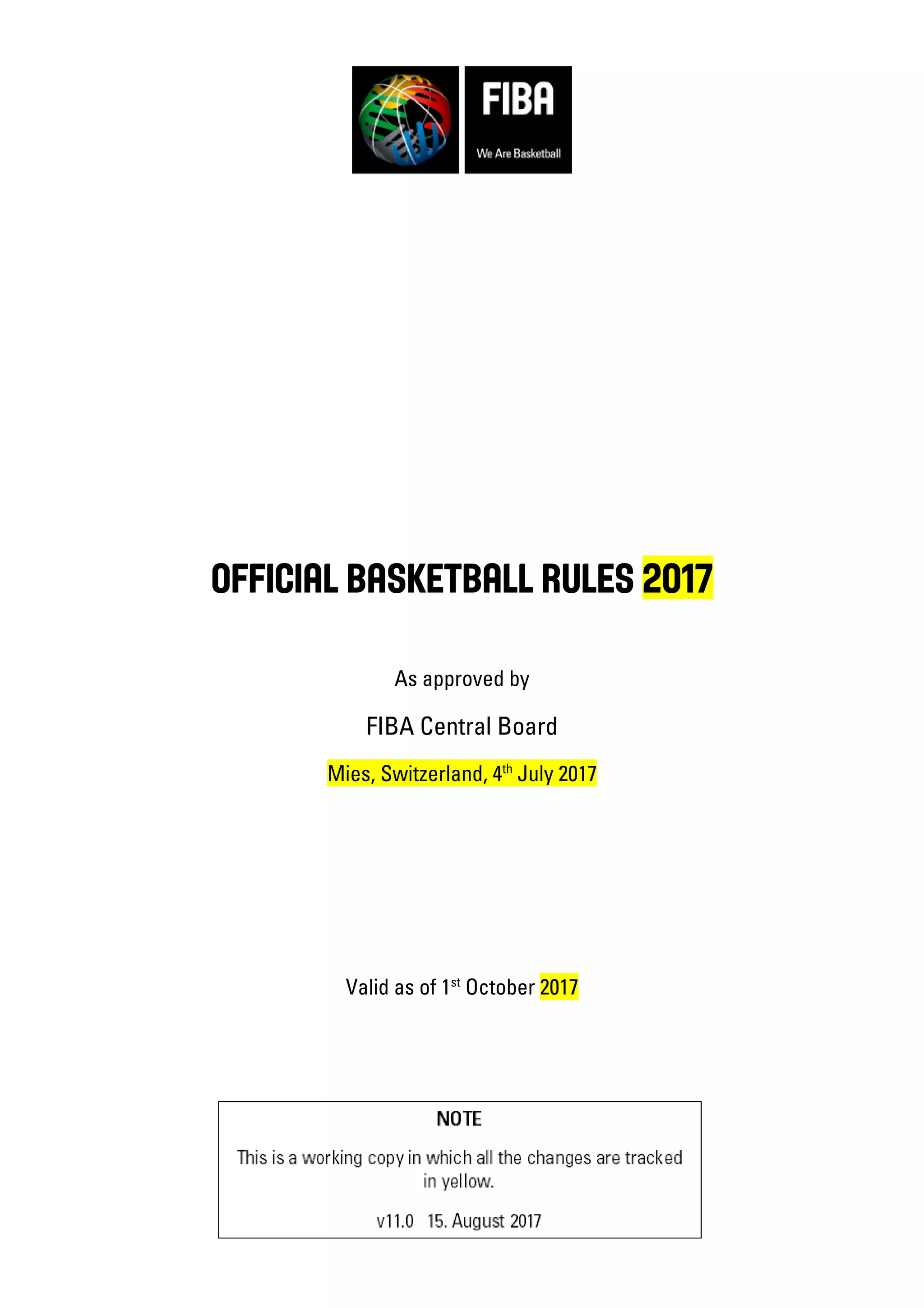 FIBA Official Basketball Rules 2017 | PDF