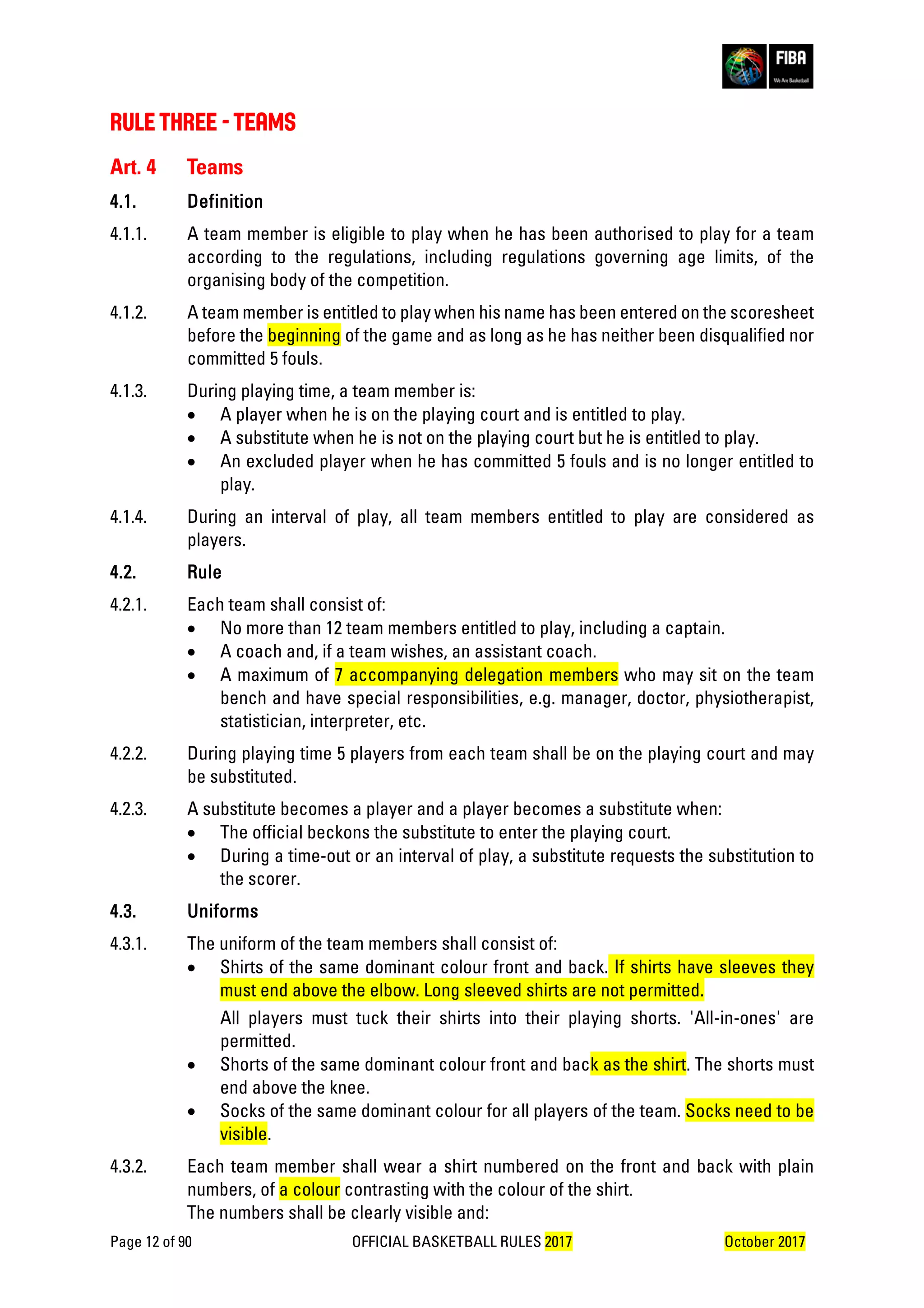 FIBA Official Basketball Rules 2017 | PDF