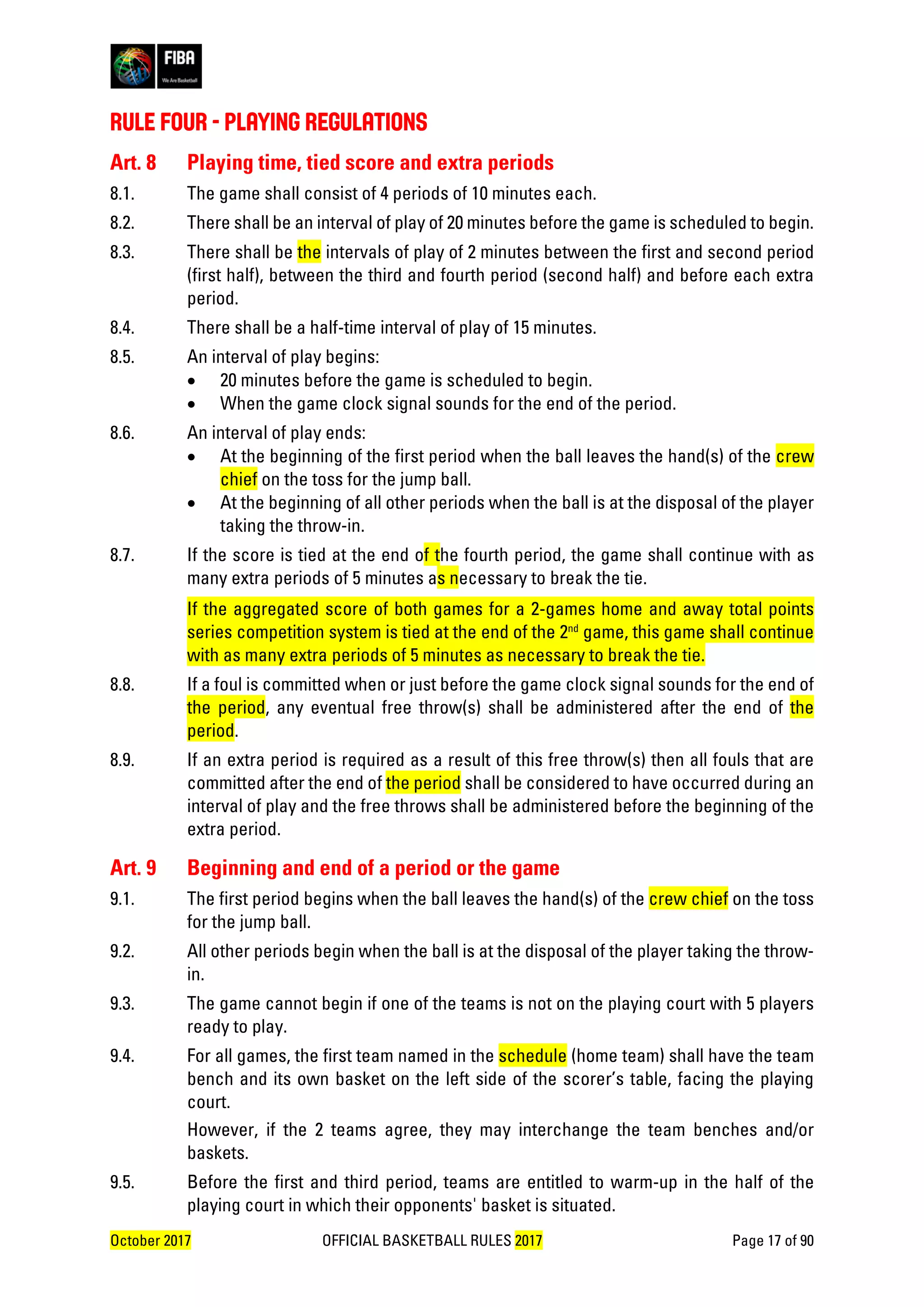 FIBA Official Basketball Rules 2017 | PDF