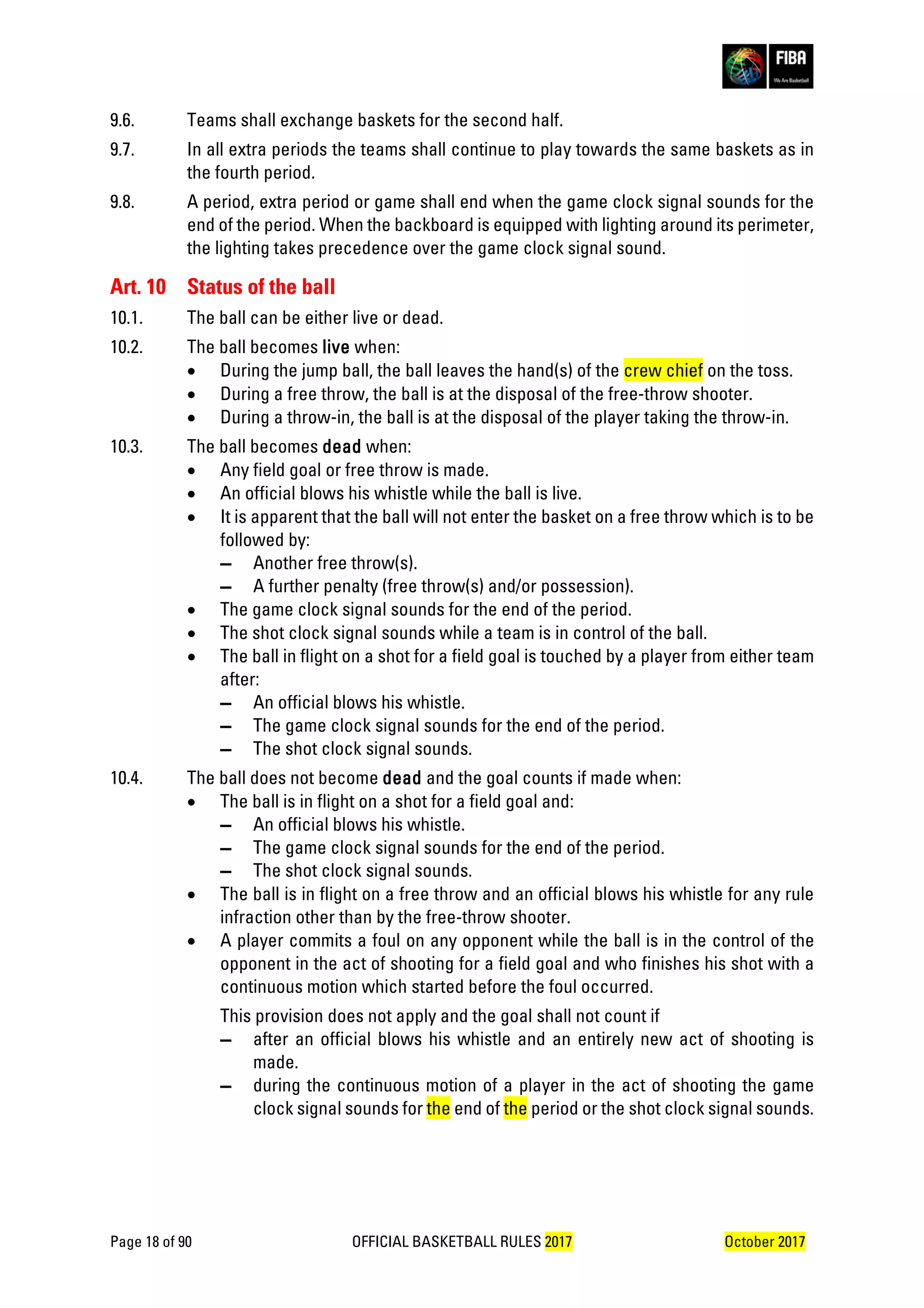FIBA Official Basketball Rules 2017 | PDF