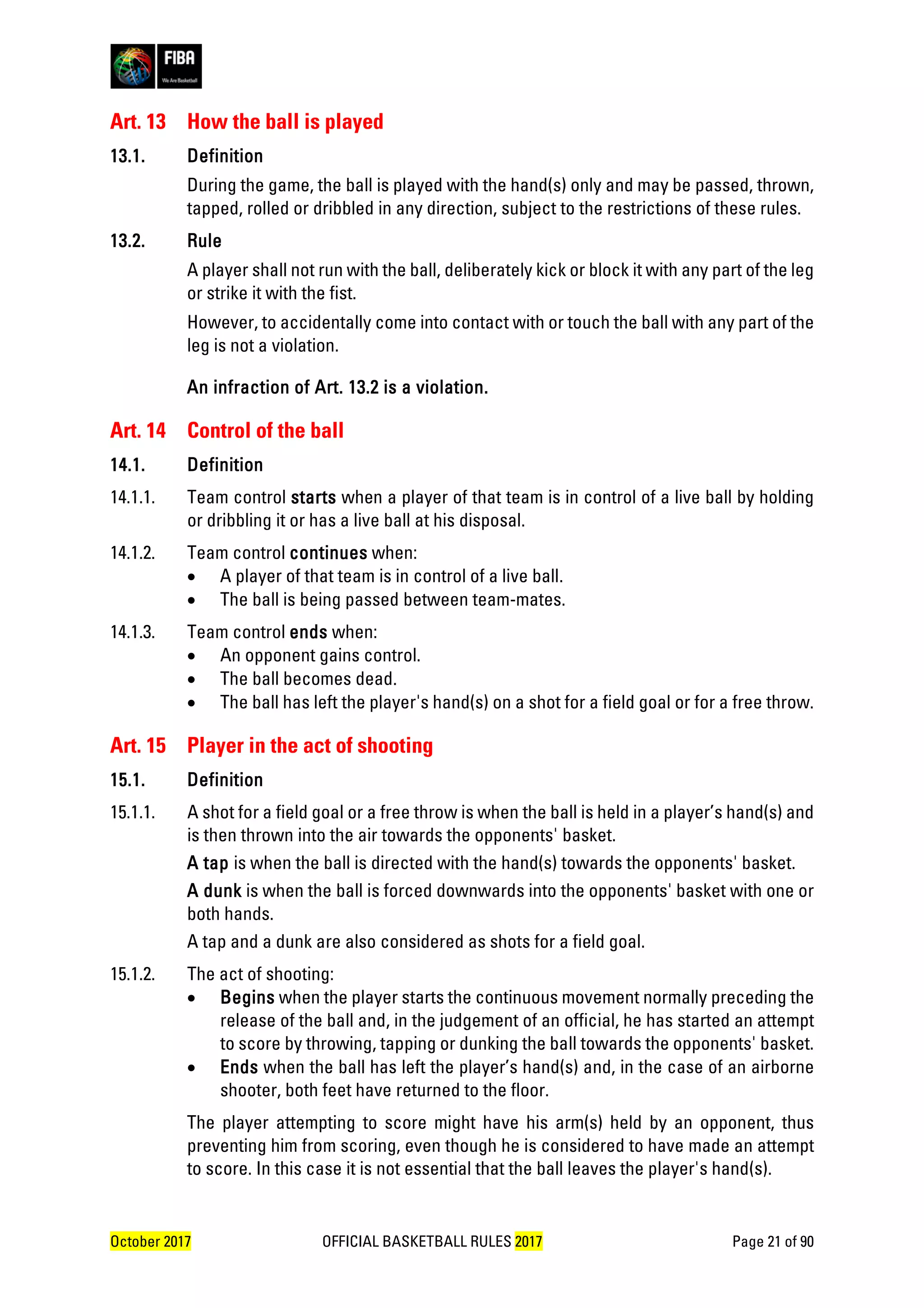 FIBA Official Basketball Rules 2017 | PDF
