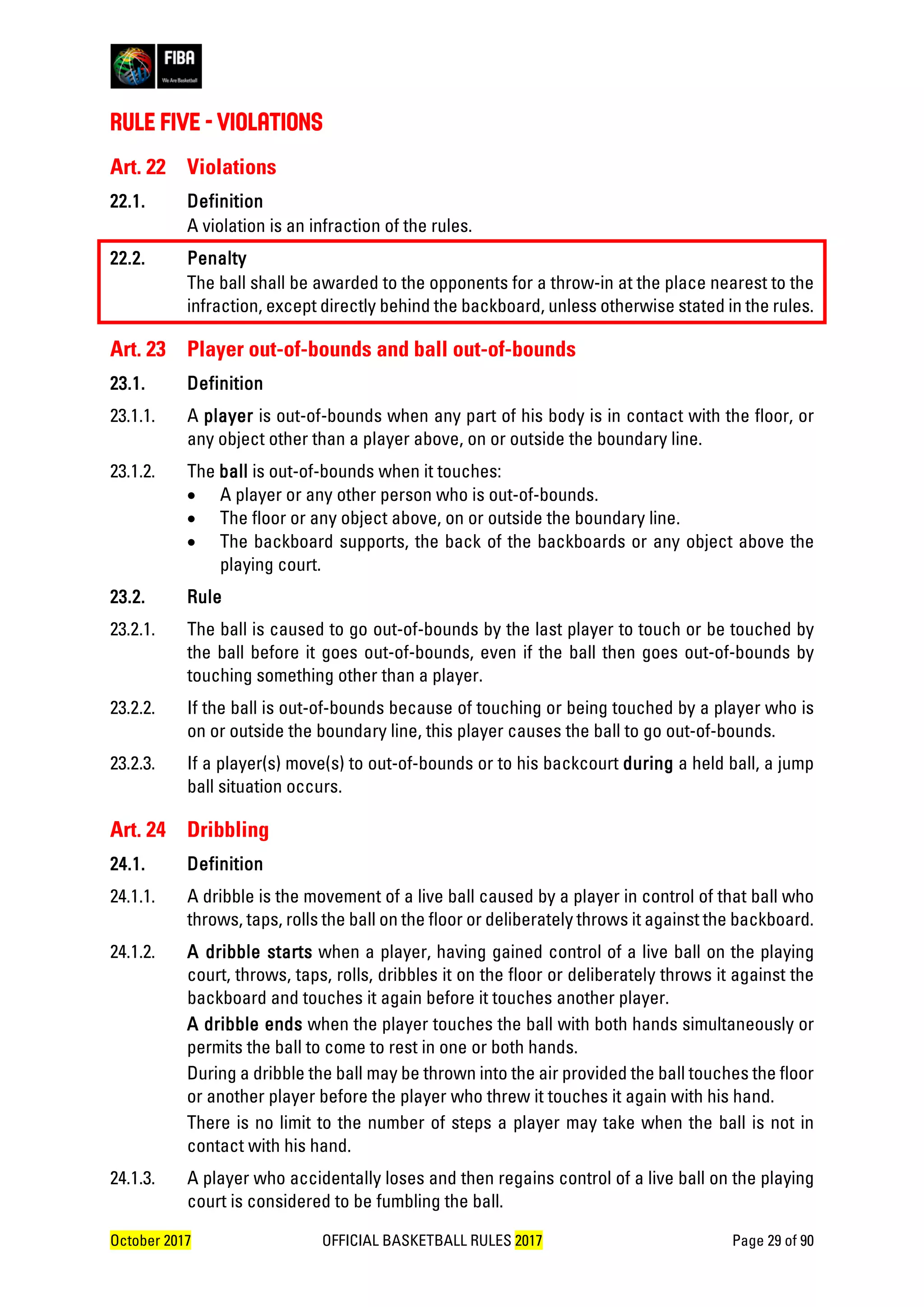 FIBA Official Basketball Rules 2017 | PDF